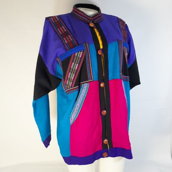 Kachimuel Creations | Jackets & Coats | Ecuadorian Color Block Jacket ...